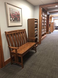 Hardwood Mission Bench with Inlays - DutchCrafters Amish Furniture