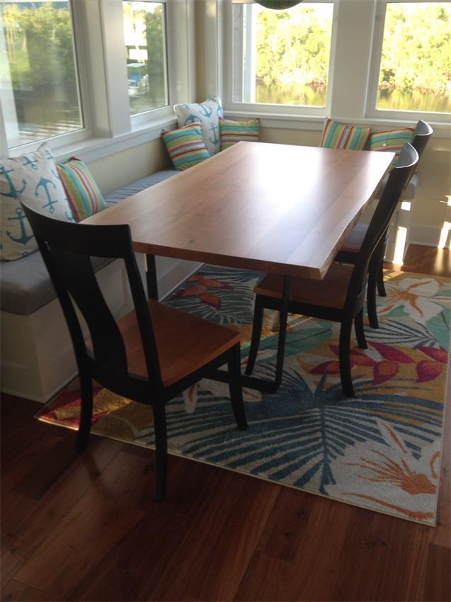 Planked Live Edge Bar Table with Steel T Base from DutchCrafters