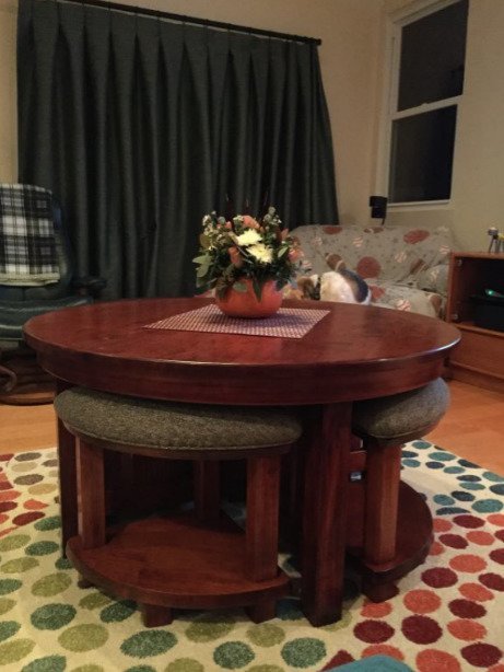 Round Nesting Coffee Table Set with Ottomans | DutchCrafters
