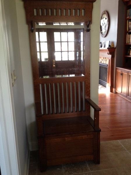 Mission Hall Tree Bench with Coat Hooks | DutchCrafters