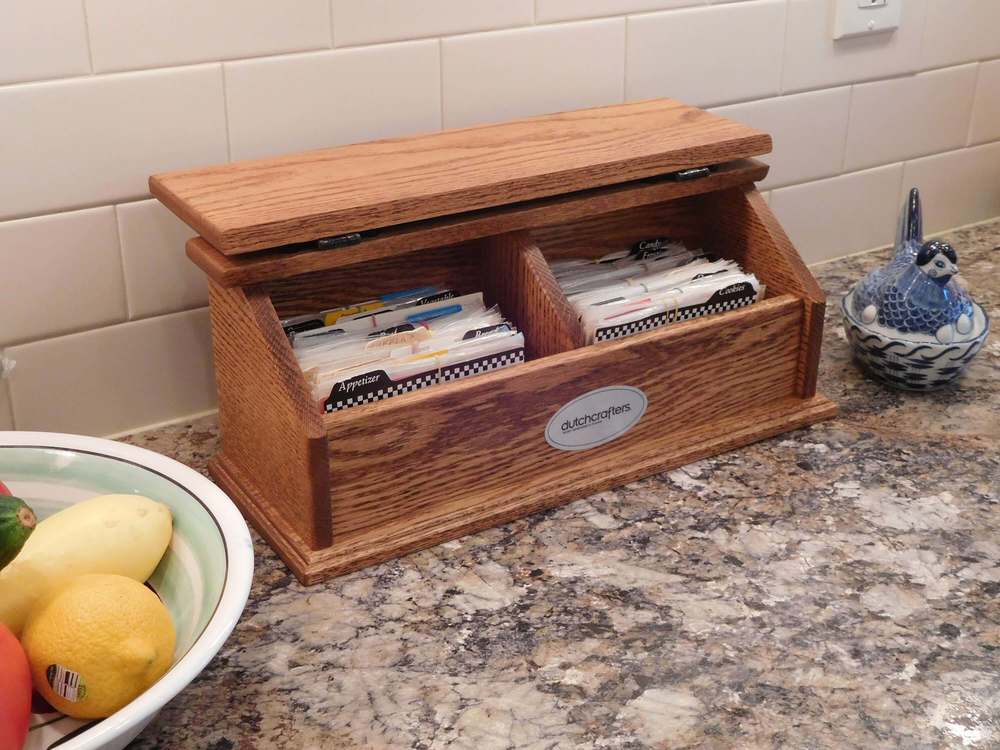 Oak Wood Double Recipe Box from DutchCrafters Amish Furniture