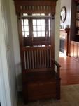 Custom Solid Wood Mission Hall Tree Bench from DutchCrafters Amish