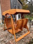 Pine Double Lawn Swing Glider with Canopy from DutchCrafters Amish