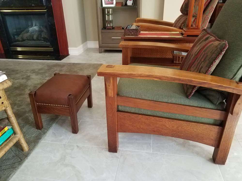 Amish 17" Wide Upholstered Footstool - Custom Amish Furniture