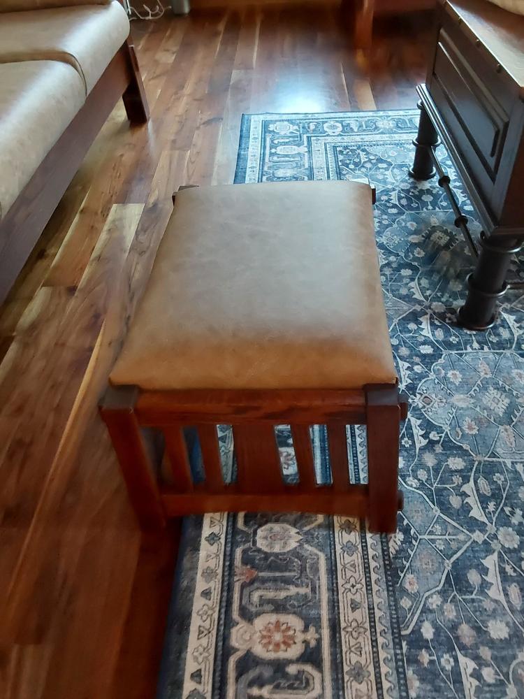 Mission Upholstered Footstool from DutchCrafters Amish Furniture