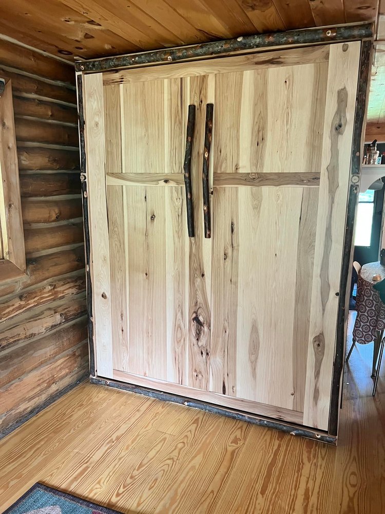 Rustic Hickory Murphy Bed with Storage Towers| DutchCrafters