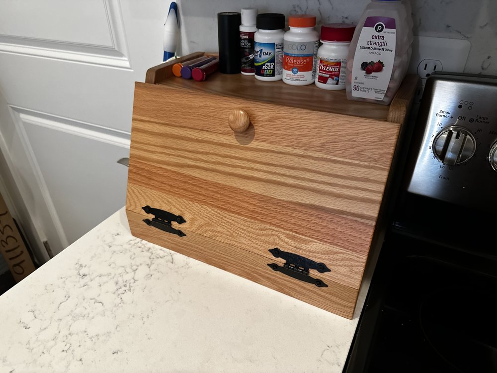 Amish Hardwood Bread Box with Wheat and words by Dutchcrafters