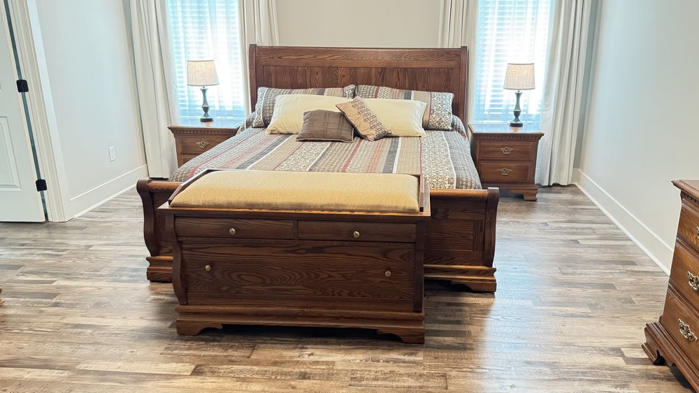 Solid Wood Sleigh Bed with Raised Panel Details | DutchCrafters