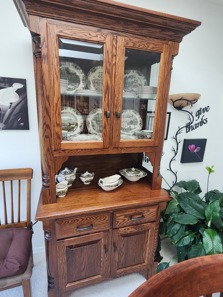 Rustic China Hutch with Lighting & Glass Doors | DutchCrafters