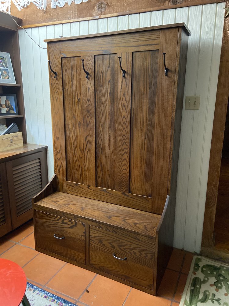 Hidden Gun Cabinet Hall Seat - Amish Craftsmanship & Entryway