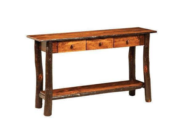 Amish Lakeside Rustic Sofa Table with Drawers | DutchCrafters