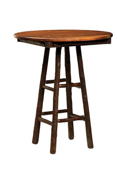 Amish Rustic Hickory Round Pub Table with Windmill Base