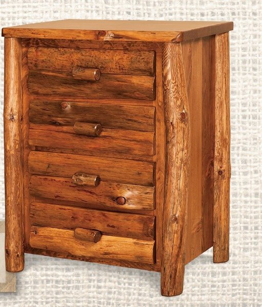 Amish Log Small Four Drawer Chest of Drawers from DutchCrafters Amish