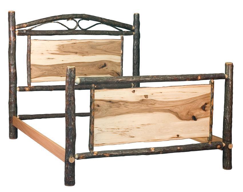 Country Rustic Hickory Log Panel Bed from DutchCrafters Amish