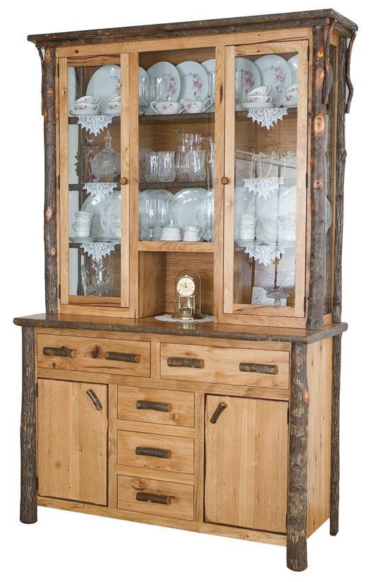 Rustic China Hutch with Lighting & Glass Doors | DutchCrafters