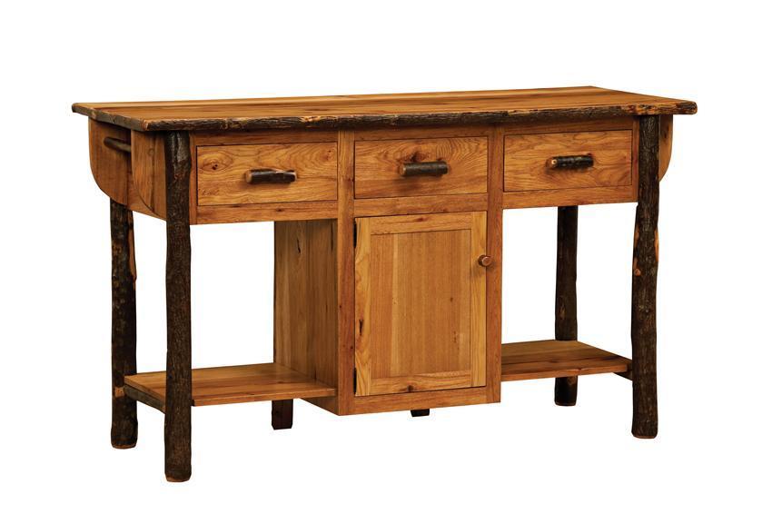 Rustic Hickory Kitchen Island Bar with Storage | DutchCrafters