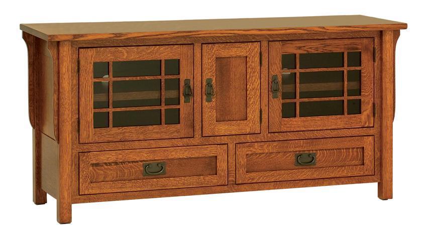 Lancaster Mission TV Stand with Three Doors from DutchCrafters Amish