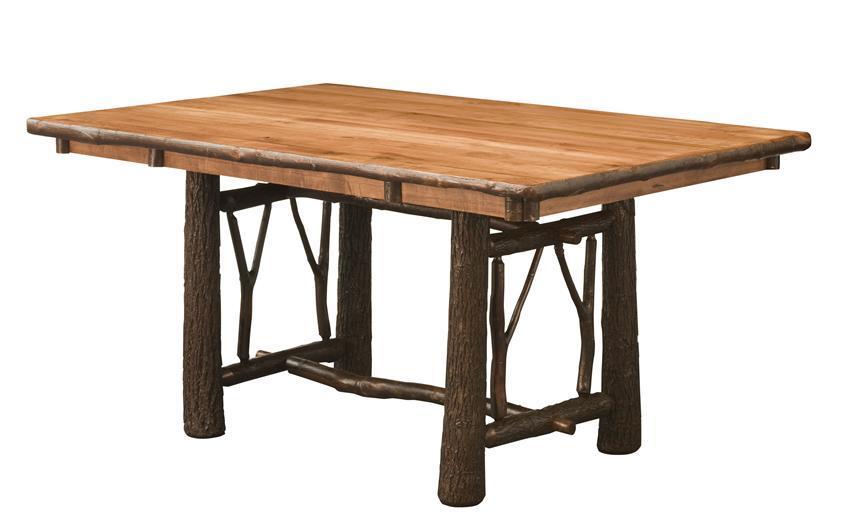 Rustic Hickory Amish Twig Trestle Dining Table | DutchCrafters