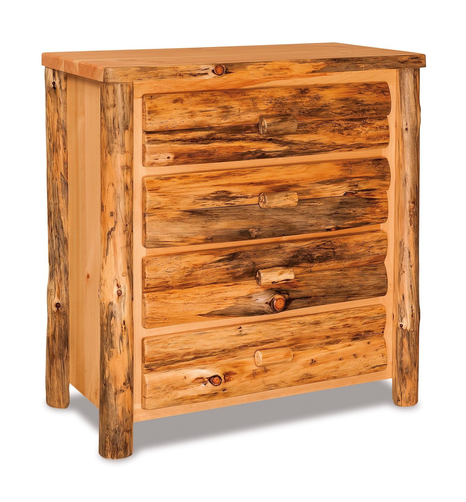 Four-drawer log chest for lodge-style bedrooms | DutchCrafters