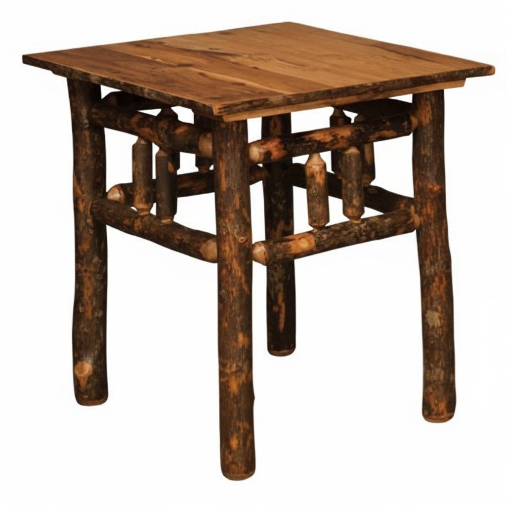 Rustic Hickory Log End Table | DutchCrafters Amish Furniture
