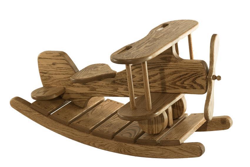 Oak Wood Airplane Rocker with Hand Holds from DutchCrafters Amish