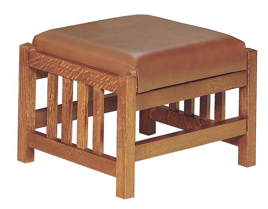 Amish 20" Wide Mission Footstool With Slats| DutchCrafters