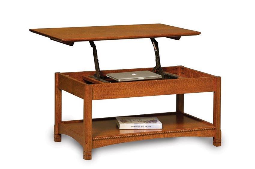 Solid Wood Pop Up Coffee Table from DutchCrafters Amish Furniture