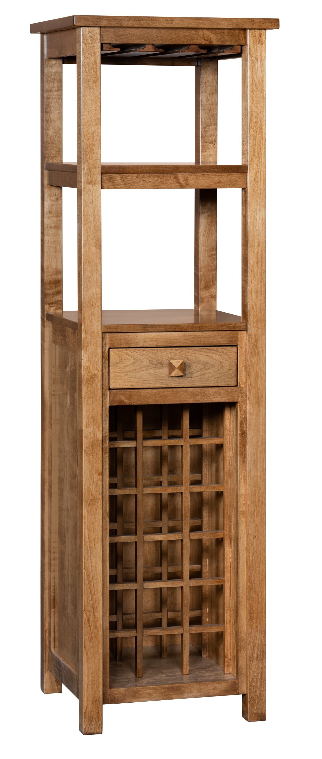 Solid Wood Tall Wine Storage Cabinet Tower - Amish Handcrafted