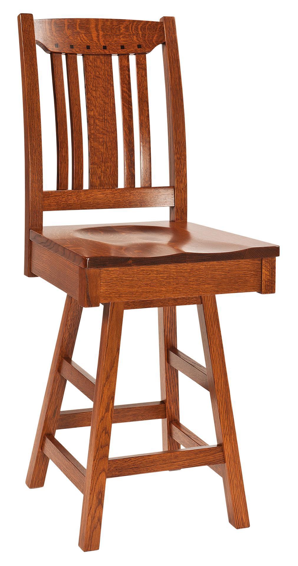 Oak Mission Swivel Stool - Counter and Bar Height, Amish Furniture