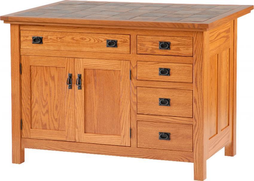 Basil Mission 48" Solid Wood Kitchen Island with Two Doors & Five