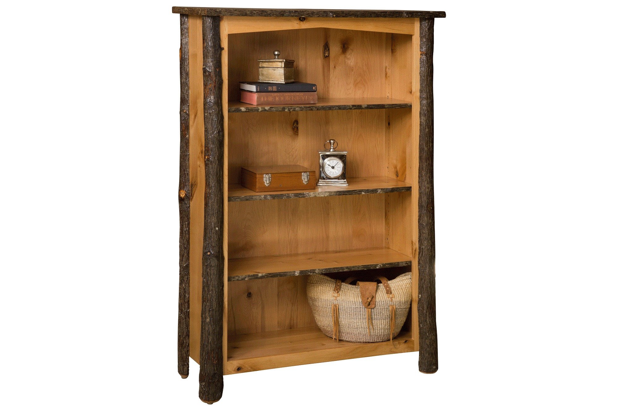 Rustic Hickory Twig Bookcase with 4 Shelves | DutchCrafters