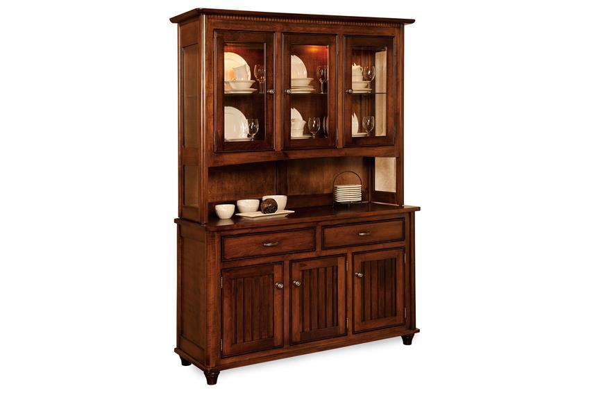 Amish Solid Wood Kitchen Buffet and Hutch - Custom Made in USA