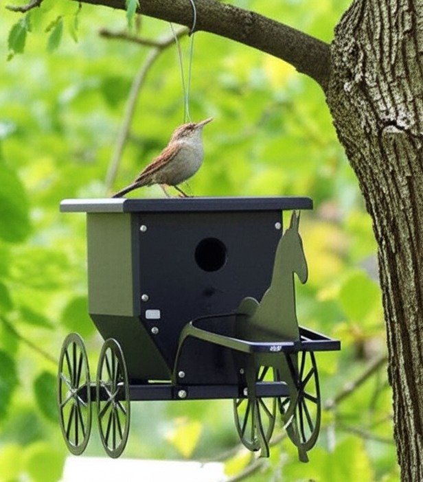 Durable Amish Wren House | Buggy Design | Attract Songbirds