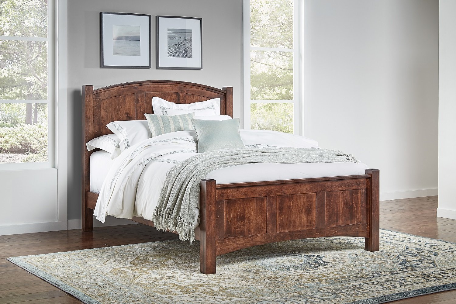 Amish Arched Panel Bed Frame - Optional Under Bed Storage