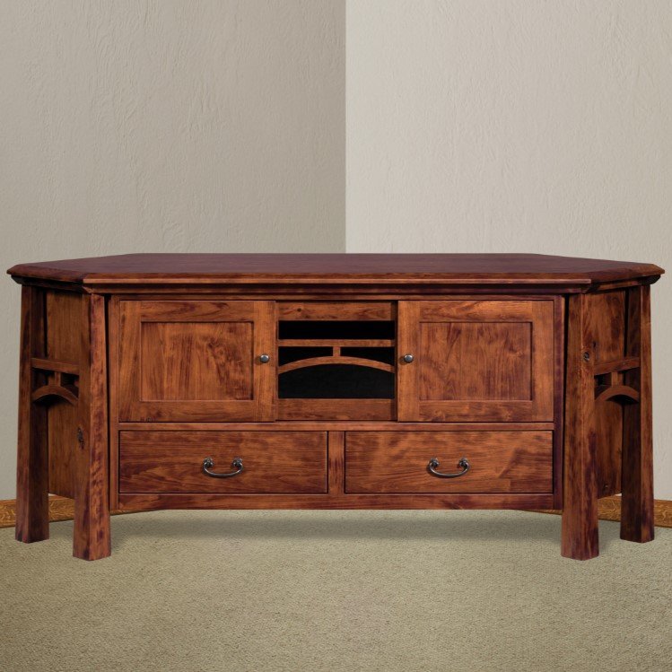 Modern Mission Corner TV Stand from DutchCrafters Amish Furniture