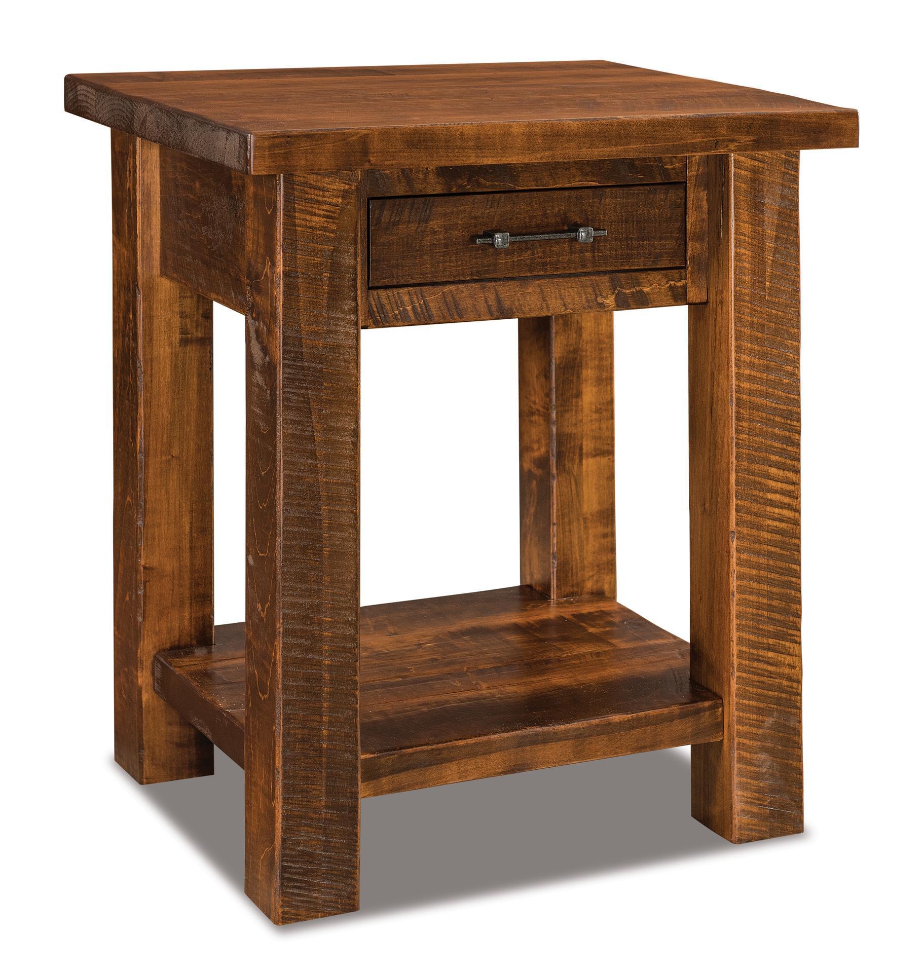 Rustic Wood 1-Drawer Open Nightstand from DutchCrafters Amish