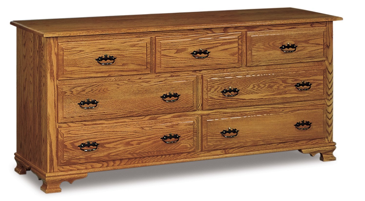 Solid Oak Wood 7-Drawer Dresser from DutchCrafters Amish Furniture