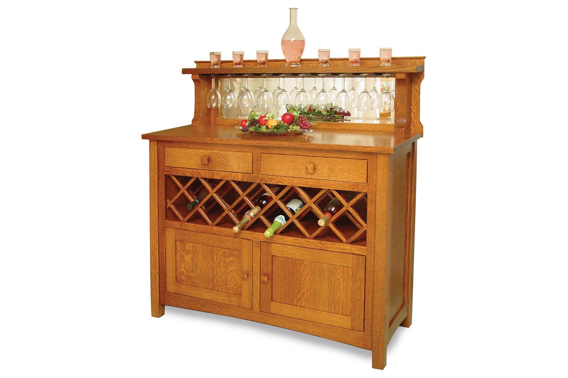 Farmhouse Sideboard with Wine Storage - Amish Handcrafted Solid Wood