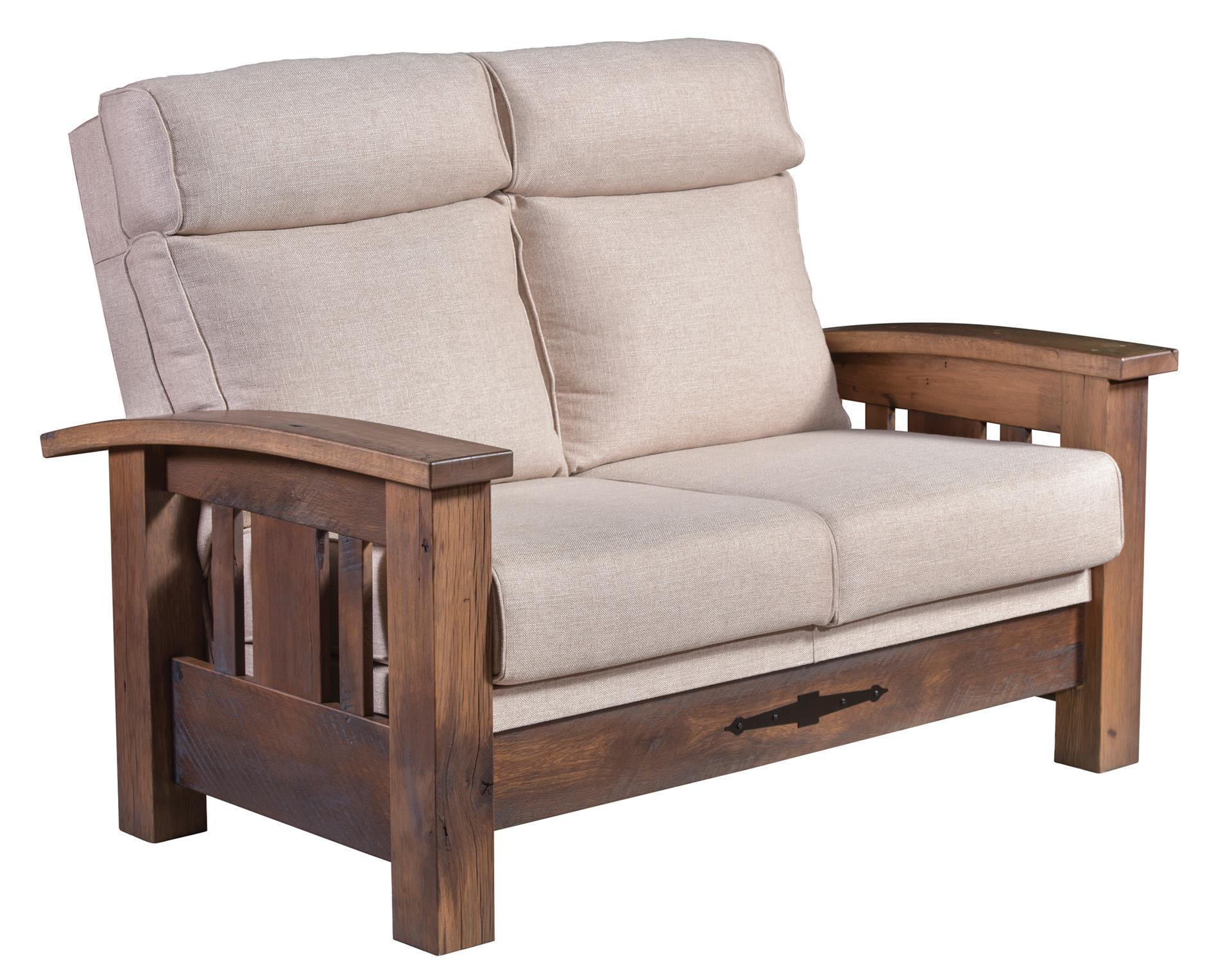 Rustic Mission Wood Upholstered Loveseat | DutchCrafters