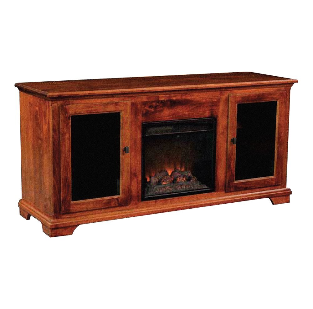Wood Fireplace TV Cabinet w/ Glass Doors | DutchCrafters