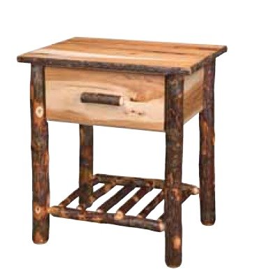 Rustic Hickory Log Wood Night Stand - Quick Ship from DutchCrafters