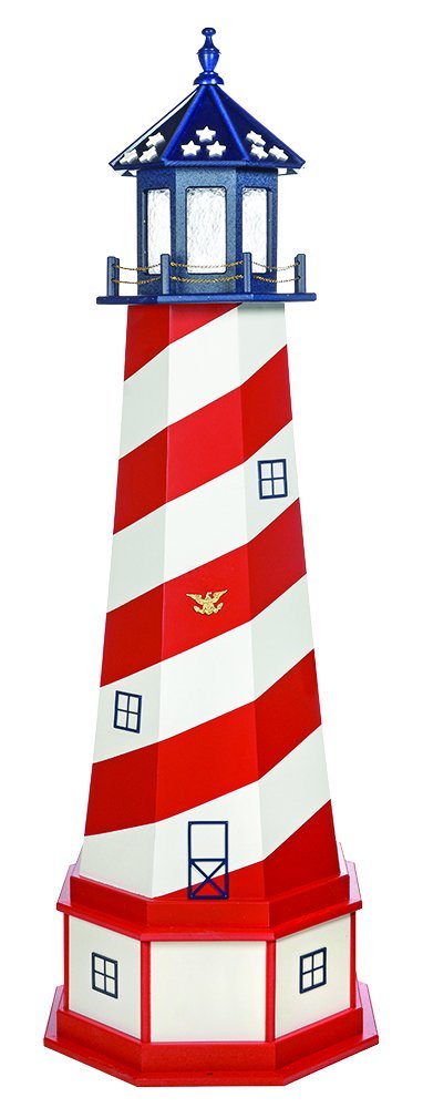 Patriotic Hybrid Garden Lighthouse with Optional Base By DutchCrafters