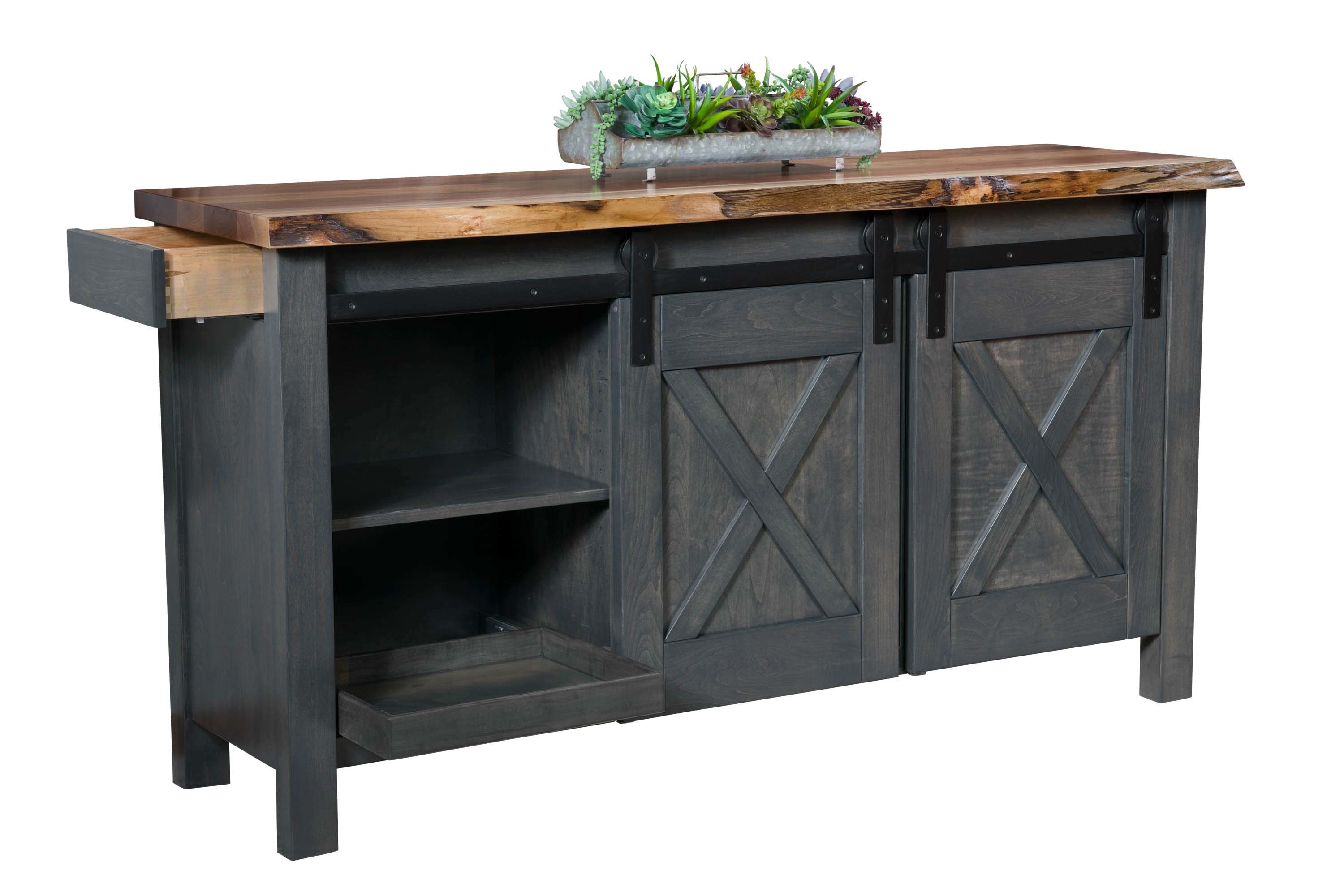 Maple Sideboard with Walnut Live Edge Top Quick Ship from