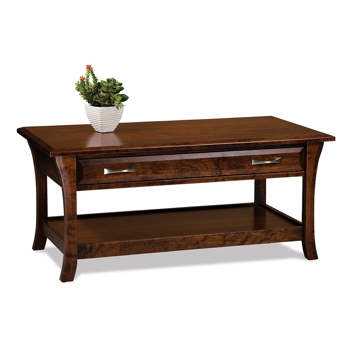 Maple Wood Genesis Open Coffee Table with Drawer - Quick Ship from