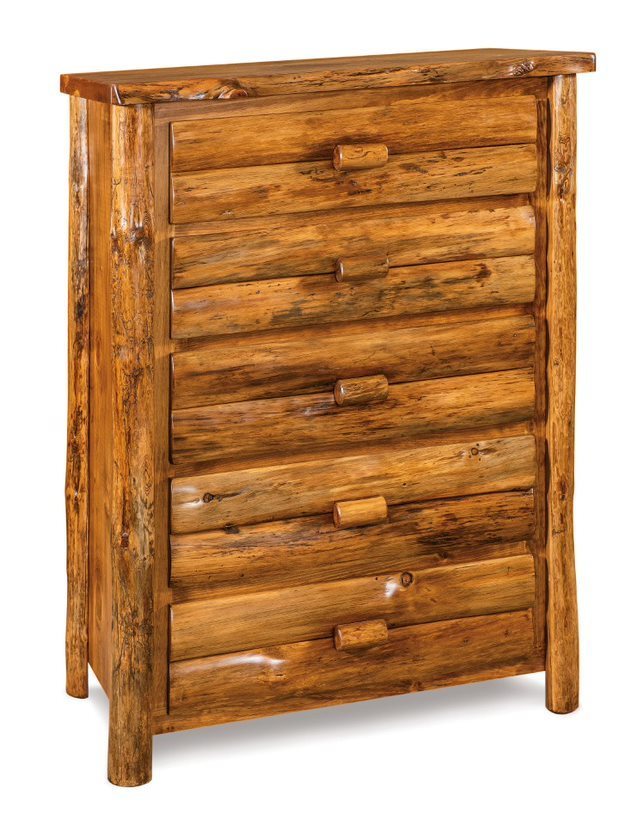 Quick-Ship Rustic Log 5-Drawer Chest | Amish Made | DutchCrafters