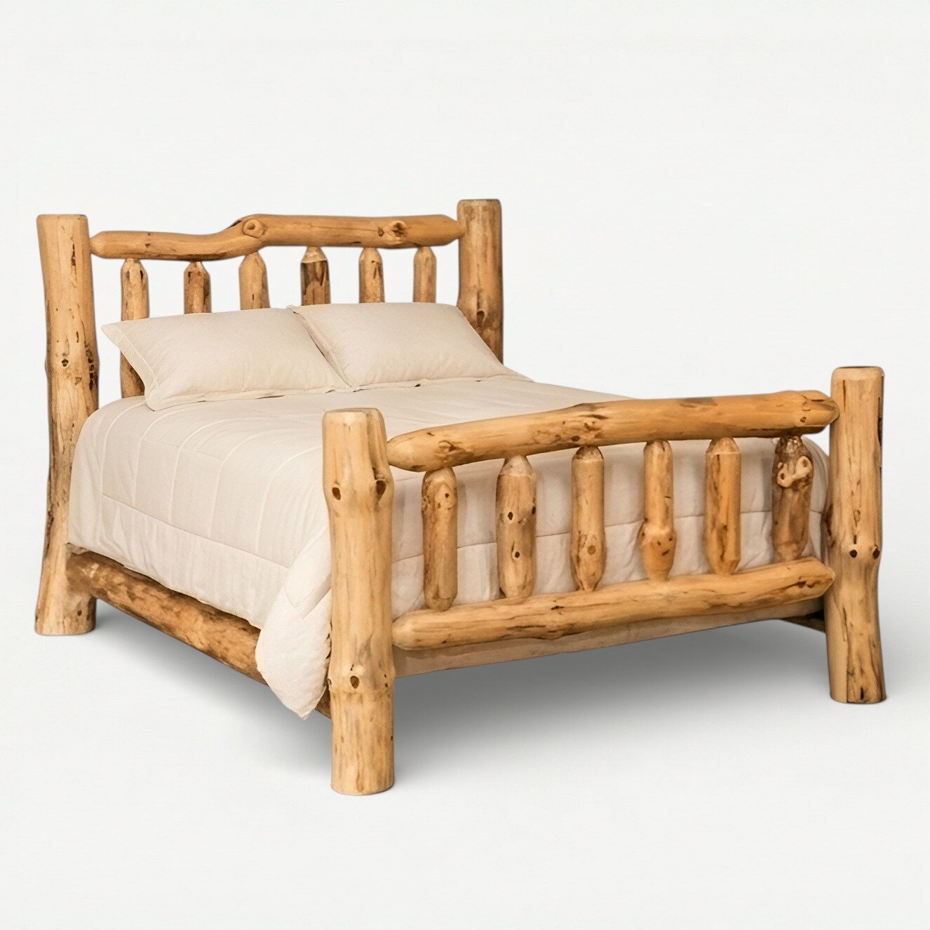 Quick-Ship Rustic Log Bed Frame | Amish Handcrafted Log Bedroom
