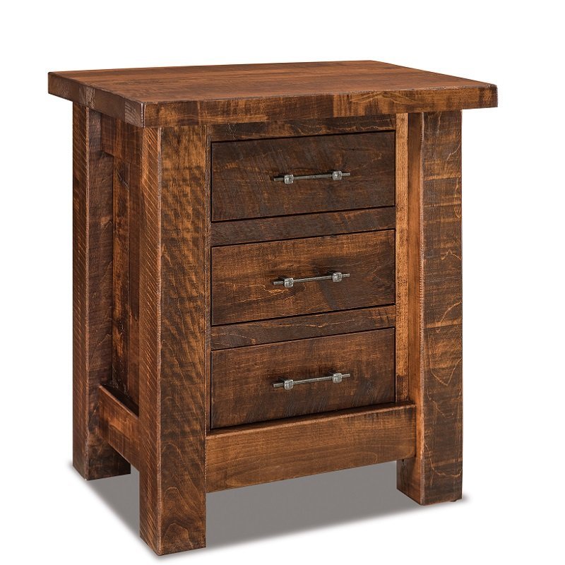 Custom Rustic 3-Drawer Nightstand from DutchCrafters Amish Furniture