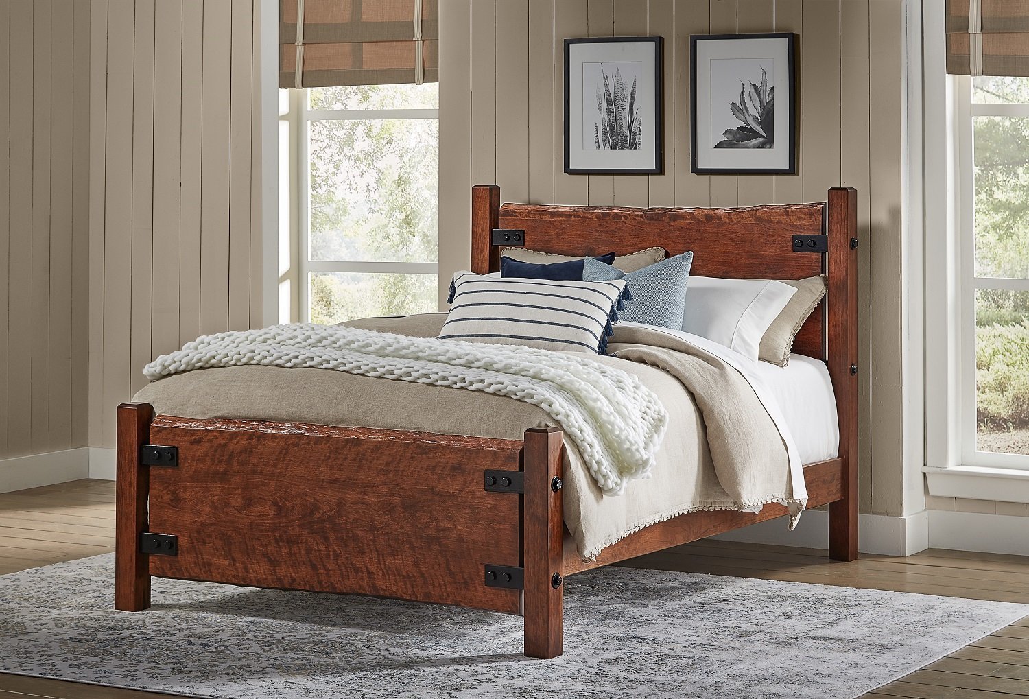 Amish Mervin Hardwood Live Edge Bed with Optional Underbed Storage