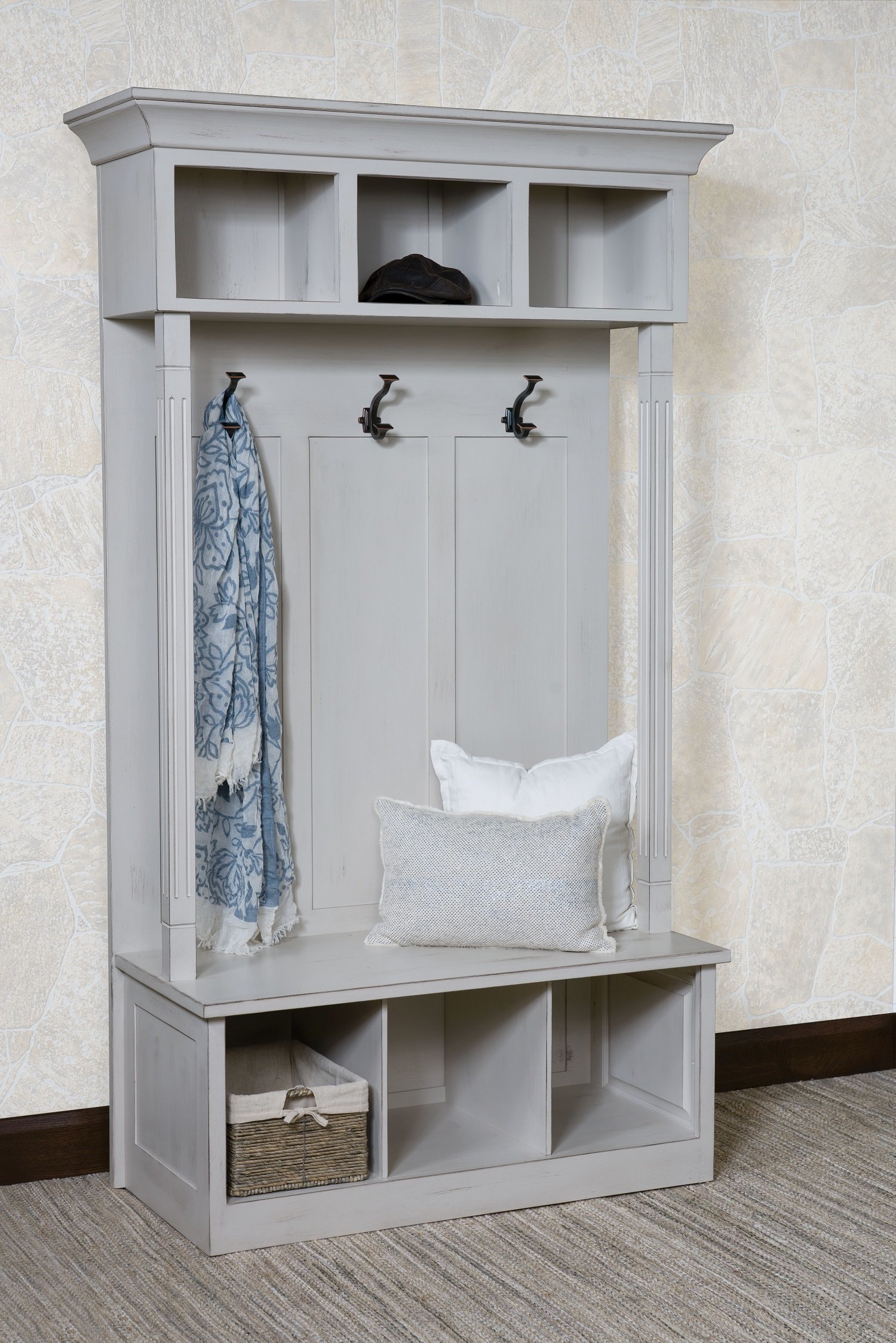 Contemporary Entryway Hall Tree Bench Seating | DutchCrafters