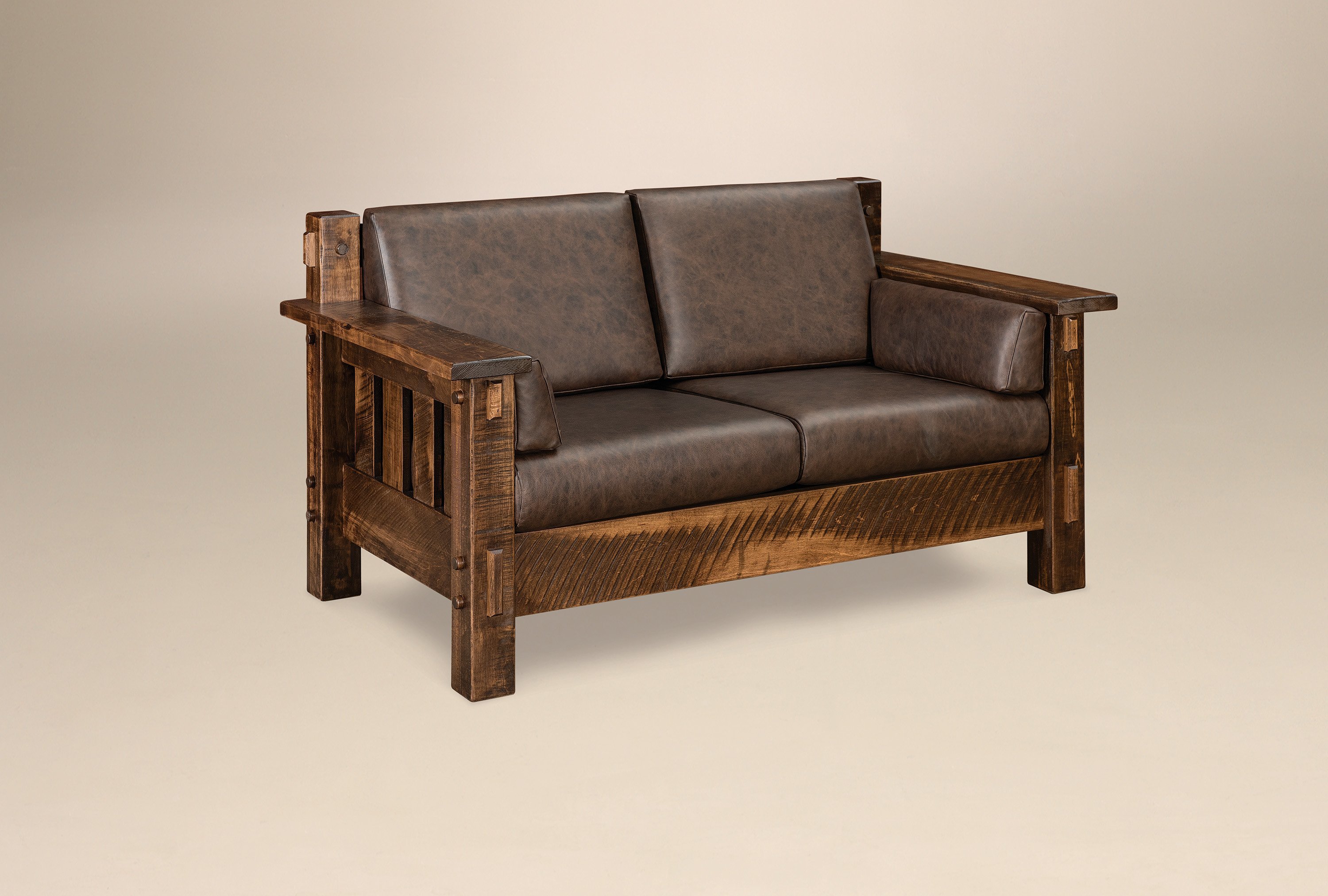 Dutton Rustic Wood Frame Loveseat from DutchCrafters Amish Furniture